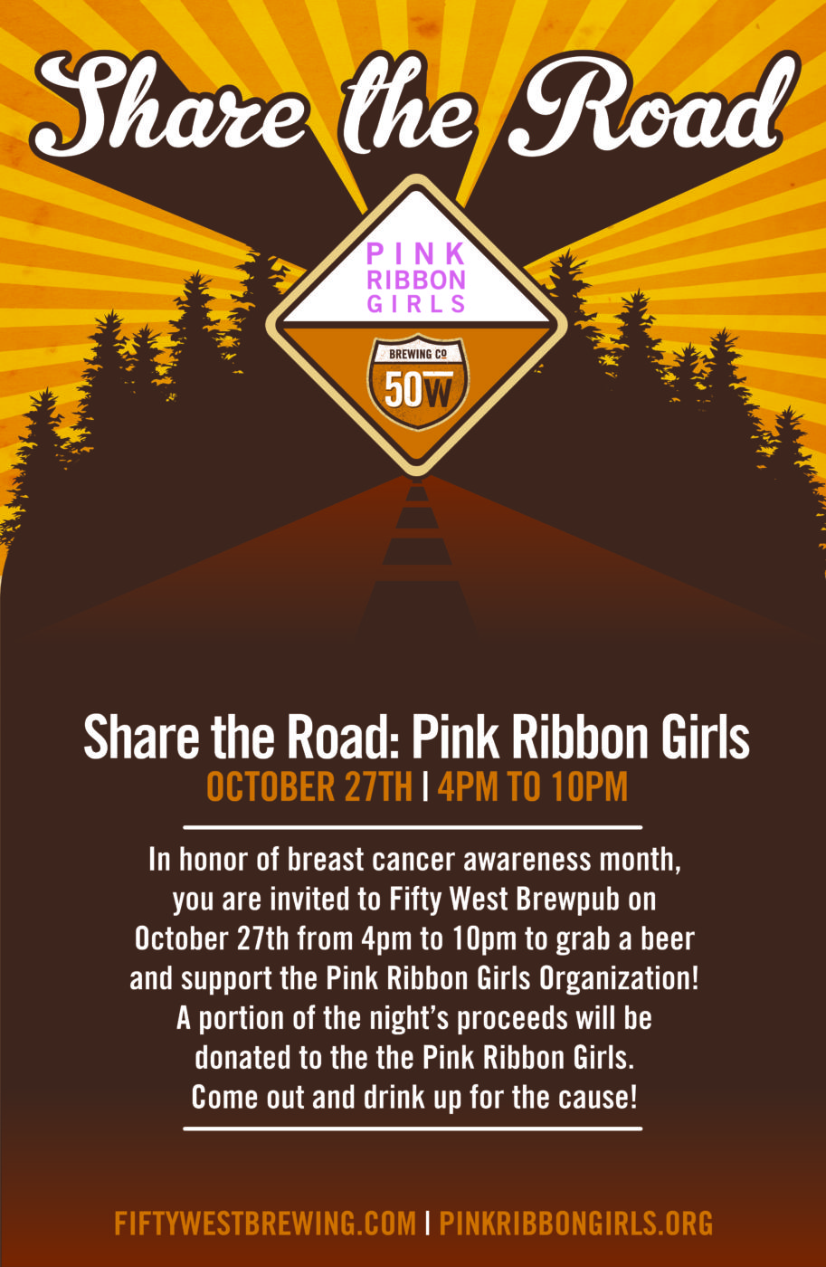 Share the Road Charity Event: Pink Ribbon Girls - Fifty West Brewing ...